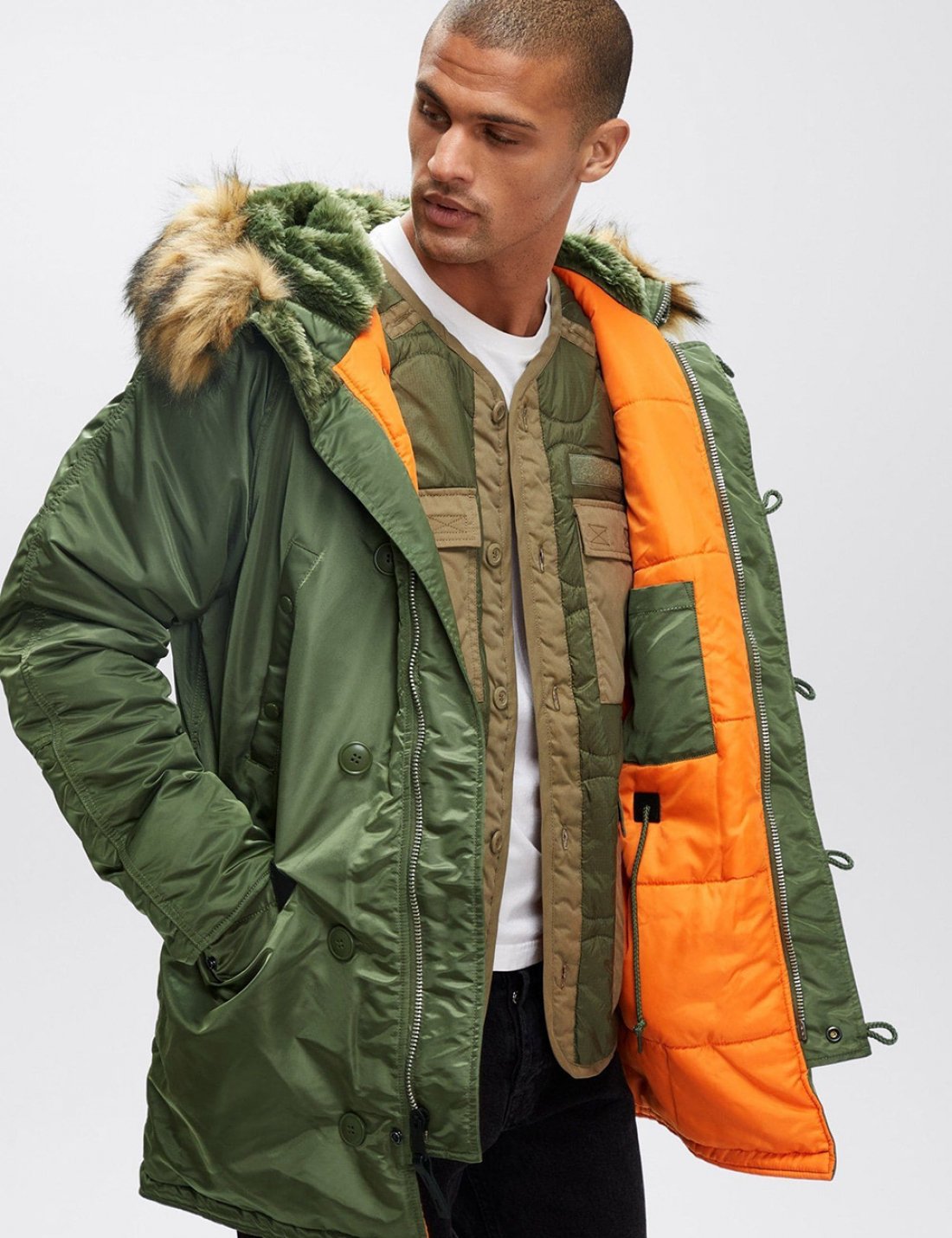 Alpha Industries SLIM FIT N-3B PARKA Цвет Sage Зимняя куртка зеленого цвета купить в Украине